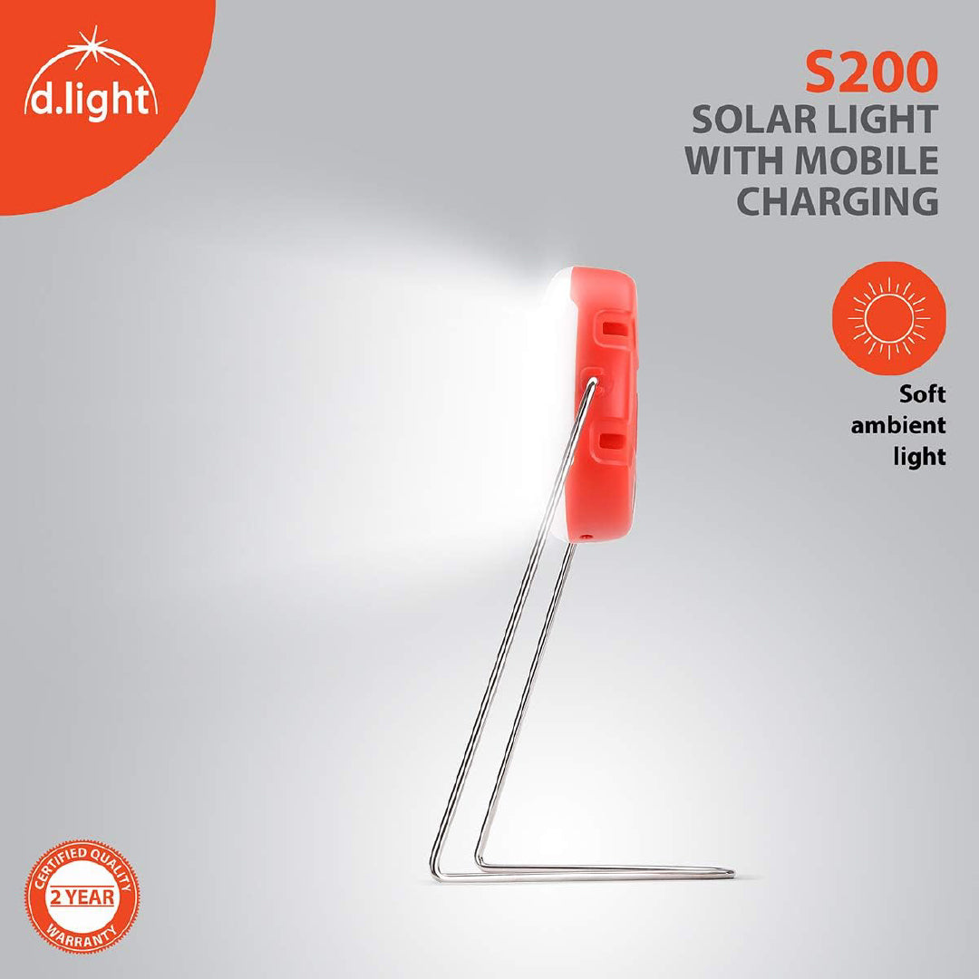 d.light S200 Portable Solar Lantern and Mobile Phone Charger for Campi ...